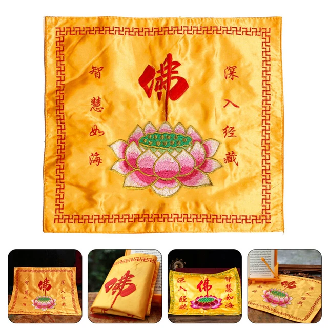 WOVEN CLOTH SQUARE Lotus Design Altar Buddhist Shrine Embroidery ...
