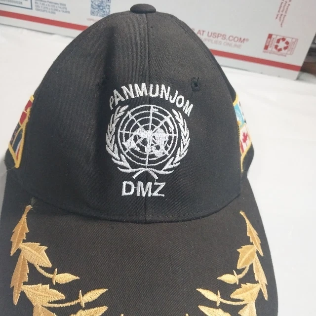 PANMUNJOM KOREA HAT Adult Black Gold Leaf DMZ Korean War Military Cap ...