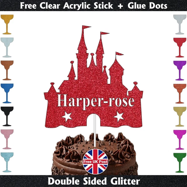 PRINCESS BIRTHDAY CAKE Topper Personalised CASTLE Cake Topper Any Name ...