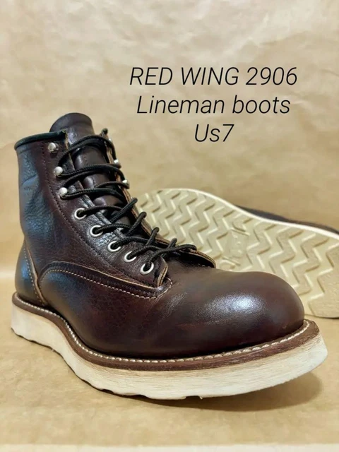 RED WING BOOTS 2906 Lineman US:7D Leather Black cherry 039493d £269.16 ...