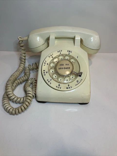 VINTAGE ROTARY PHONE, Bell System Western Electric, Beige Rotary Dial ...