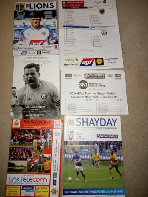 HALIFAX TOWN HOME And Away Programmes / Teamsheets 2007 To 2023 all ...