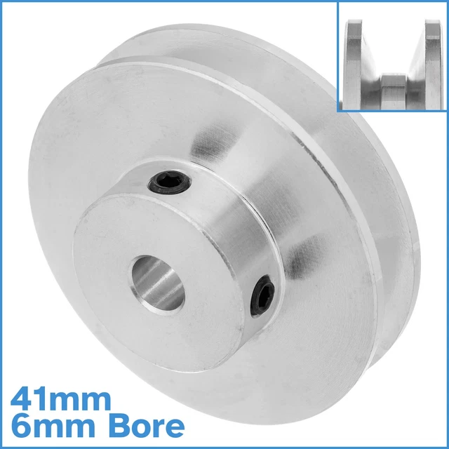 ALUMINIUM ALLOY 41MM V Groove Track Wheel 6mm Fixed Bore Diameter Motor ...