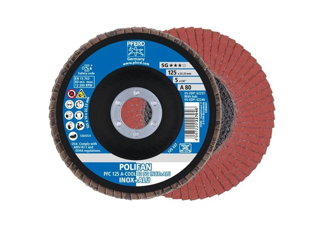 PFERD DISQUE À lamelles POLIFAN A-COOL SG INOX+ALU D. 125 mm granulation A-80... EUR 65,59 ...
