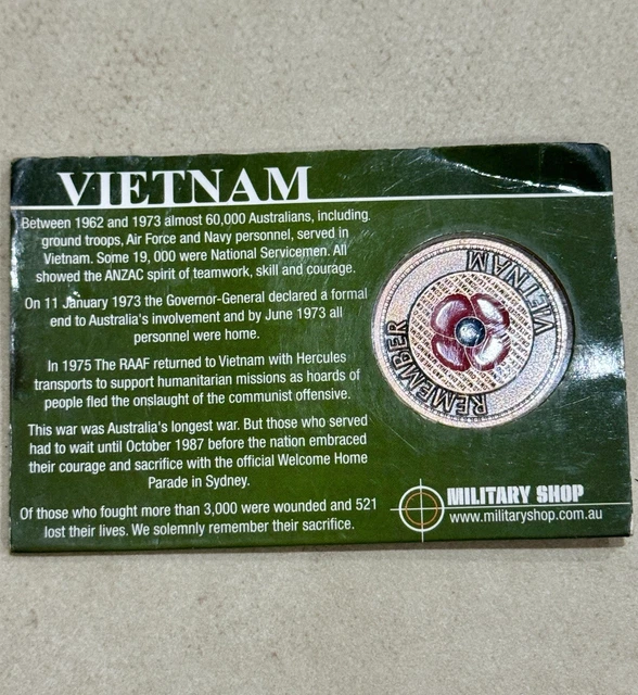 AUSTRALIA 2015 REMEMBER VIETNAM Red Poppy Penny Medal $20.00 - PicClick AU