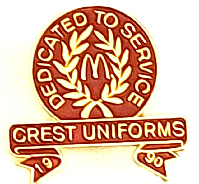 MCDONALDS RESTAURANT CREST Uniforms "Dedicated To Service" 1990 Lapel ...