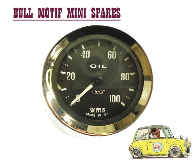 CLASSIC MINI Gauge - Oil Pressure 0-100 Black SIB521 Genuine Smiths ...