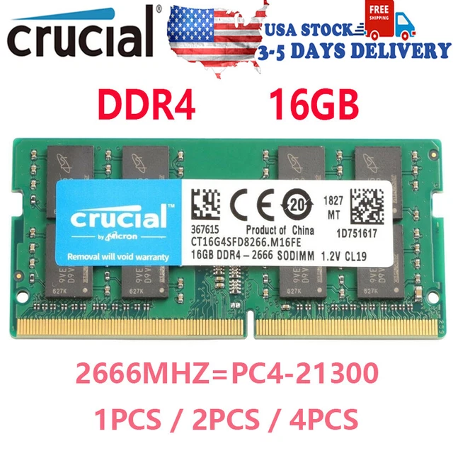 COMPUTADORA PORTÁTIL CRUCIAL DDR4 64 GB 32 GB 16 GB 2666 MHZ PC4-21300 ...