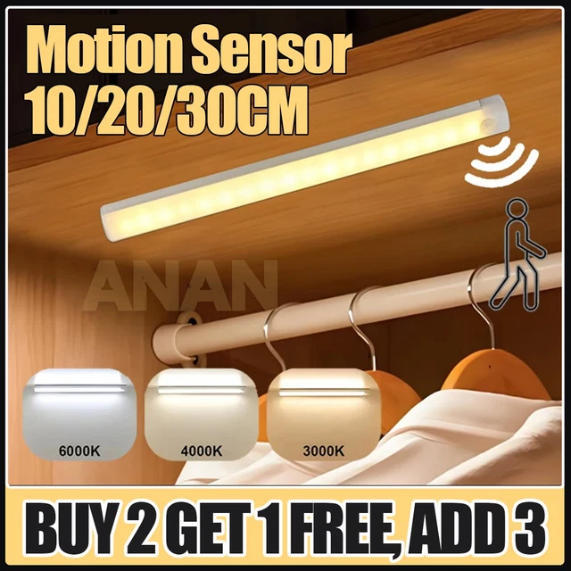 WIRELESS PIR MOTION Sensor Light Dimmable USB Rechargeable Cabinet Closet Lamp £3.99 - PicClick UK