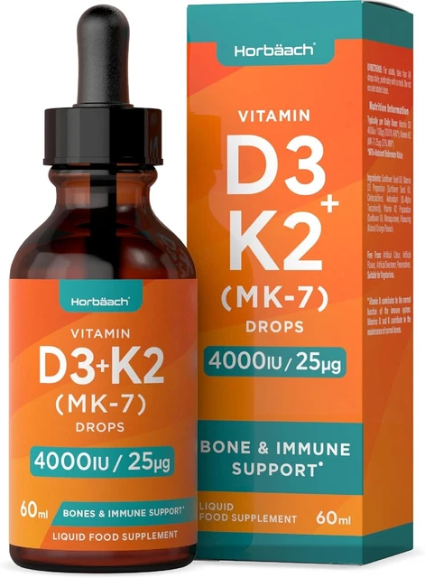 VITAMIN D3 K2 MK7 Drops | High Strength Vitamin D3 4000iu and K2 as MK7 ...