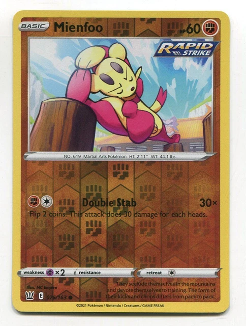 POKEMON TCG SWORD & Shield Battle Styles Reverse Holo Card #076 Mienfoo ...