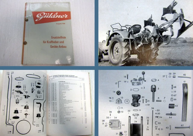 GÜLDNER SCHLEPPER KRAFTHEBER Geräte Ersatzteilliste 1958 AZK ALK ADN ...