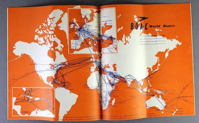 BOAC AIRLINE TIMETABLE March 1958 B.o.a.c. Route Map £39.95 - PicClick UK
