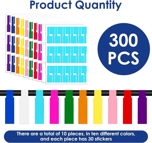 300 PCS WATERPROOF Cable Labels - 10 Color-Coded Self-Adhesive Wire ...