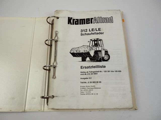 KRAMER ALLRAD 312LE/LEX Schaufellader Ersatzteilliste Parts List 1994 ...