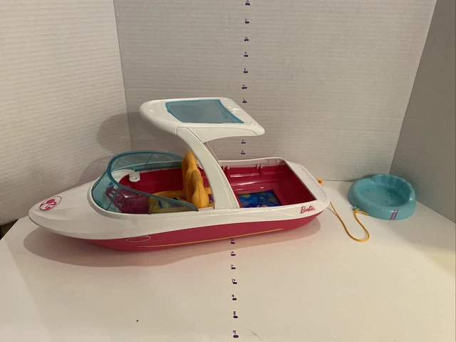 BARBIE DOLPHIN MAGIC Ocean View Speed Boat Set Raft Dogs Life Vest $16. ...