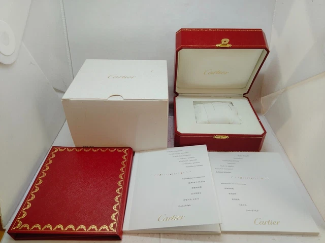 VINTAGE ORIGINE CARTIER Boîte à montre rouge coffret bois cuir Livret ...