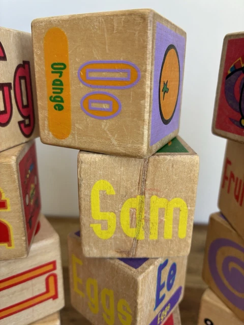 VINTAGE THE WIGGLES "Abc's" Alphabet Childrens STACKING WOODEN BLOCKS ...