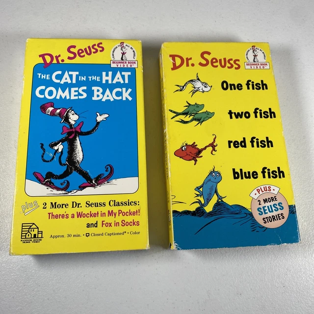 DR. SEUSS VHS Tapes Lot One Fish Two Fish And The Cat In The Hat Comes ...