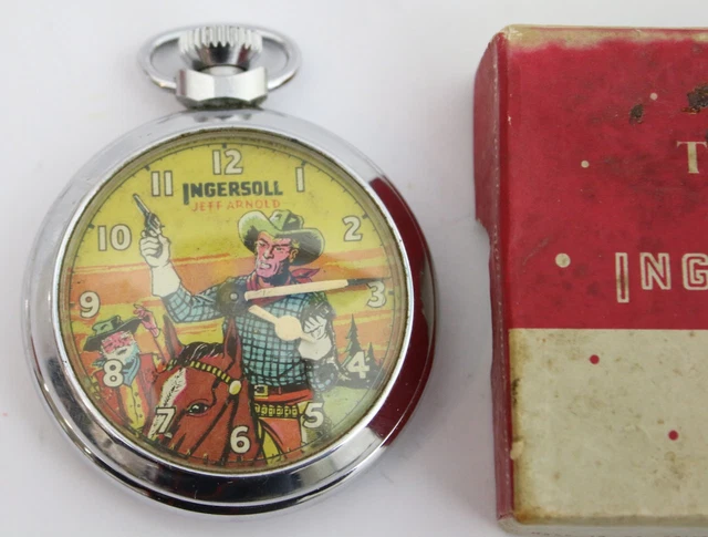 ANTIQUE INGERSOLL EAGLE Comic Jeff Arnold Pocket Watch in original box ...