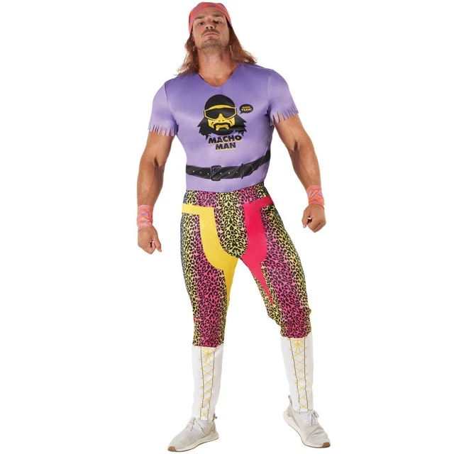 MEN`S PURPLE MACHO Man Costume Adult Randy Savage WWE Wrestling Fancy ...