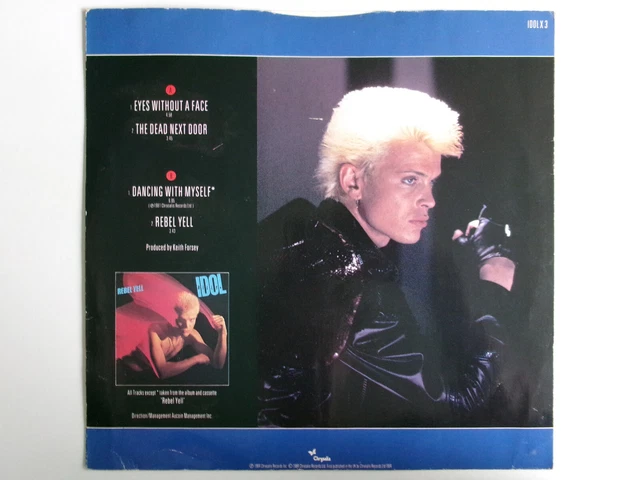 BILLY IDOL EYES Without A Face Ep Chrysalis Idolx 3 Generation X Pop ...