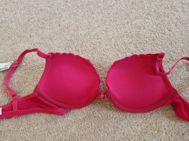 NEXT RED AND Cream Boost Push Up Bras and Knickers 32A 12 14 BNWT £20. ...