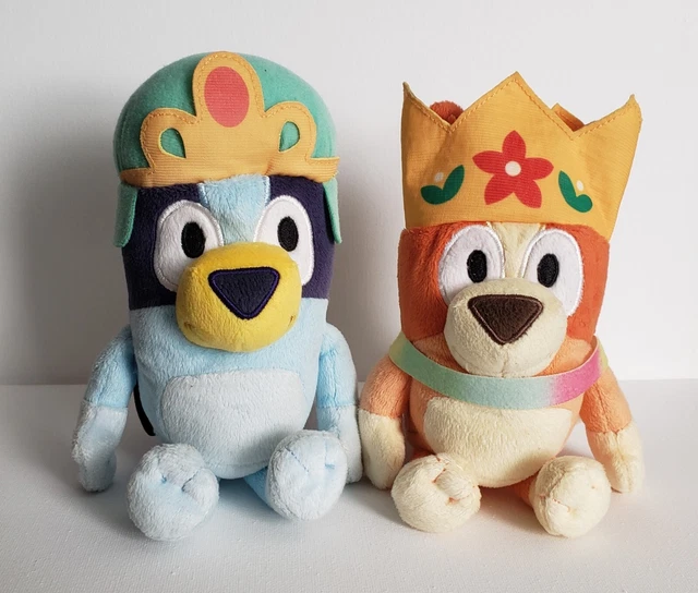 DISNEY LUDO QUEEN Bingo & Princess Bluey Set 7" Plush Doll Moose Toys ...