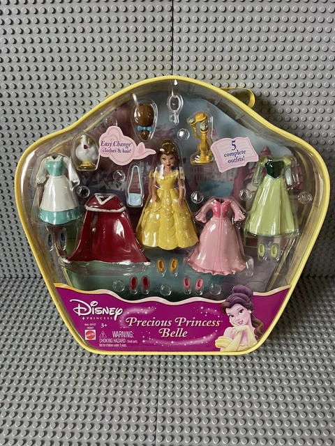 DISNEY PRINCESS BELLE Precious Miniature Doll Gift Set Mattel Polly ...