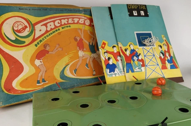 VINTAGE SOVIET RARE Basketball Board Game USSR Complete Kids Tin Board ...