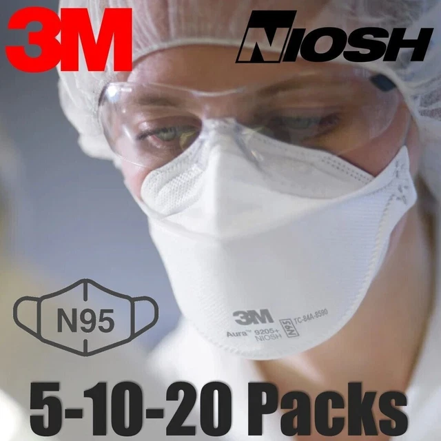 3M AURA 9205+ N95 NIOSH Approved Particulate Respirator Face Mask | USA Made | £9.35 - PicClick UK