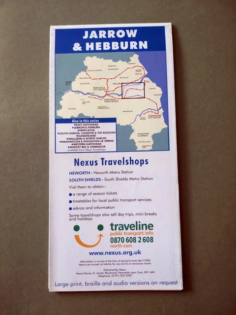 PUBLIC TRANSPORT MAP Jarrow & Hebburn, Tyne And Wear, England Pub. 2002 ...