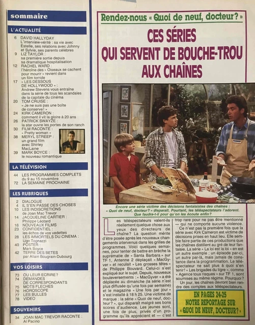 CINE REVUE N°45/1990-KIRK CAMERON-DAVID HALLYDAY-MARIE LAFORET-RACHEL ...