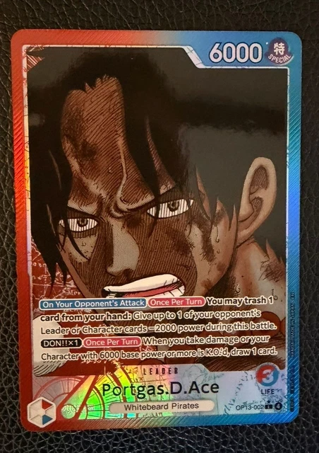 ONE PIECE CARD Game Portgas D. Ace Op13-002 Leader Parallel Alt Art ...
