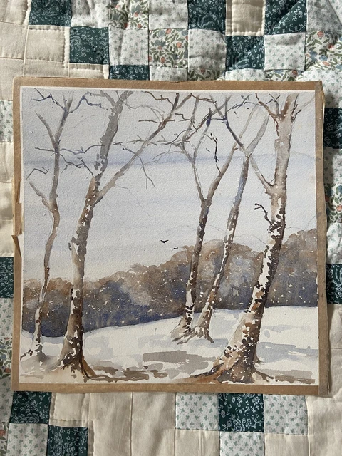 VAL SMITH WATERCOLOUR Landscape Original PAINTING L SILVER BIRCH ...