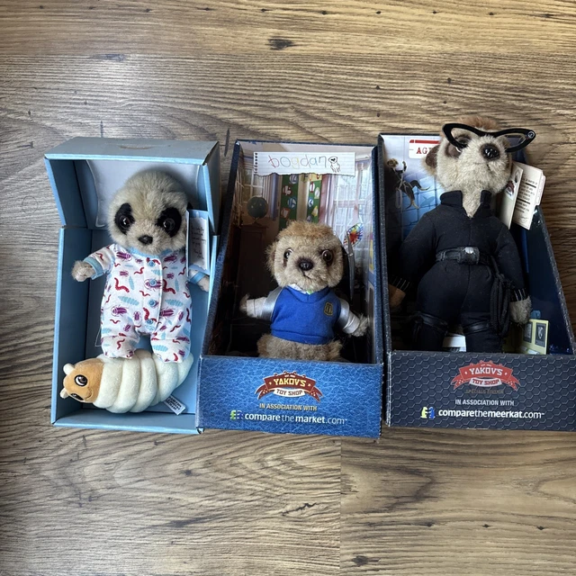 MEERKAT SOFT TOYS X 3With Tags. Boxed. Oleg, Bogdan and Agent Maiya ...