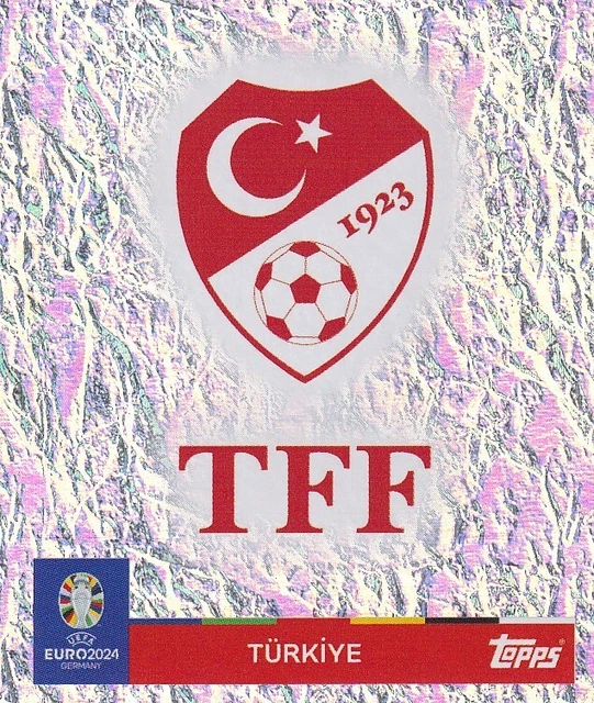 TOPPS UEFA EURO 2024 Sticker Turkiye TUR 1 Türkei Logo Glitzer EUR 1,49 ...