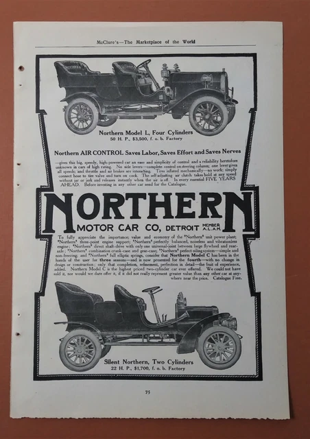 ANTIQUE 1900'S AUTOMOBILE - Northern Motor Car Co. Detroit - 1907 Auto ...