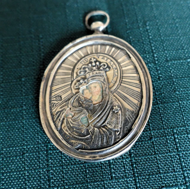ANTIQUE, 19TH CENTURY Solid Silver Icon pendant. Hallmarked Silver 84 ...