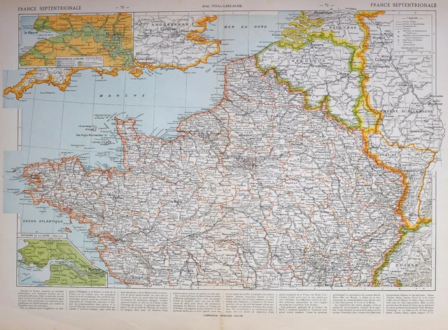 1913 CARTE DU Nord France Estuaire De La Seine Loire Nantes Paris ...