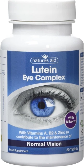 NATURES AID LUTEIN Eye Complex with Bilberry - Pack of 30 Tablets £9.65 ...