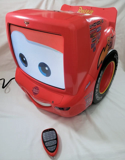 PIXAR CARS BUILT-IN DVD Player Combo 13 inch CRT Lightning McQueen TV ...