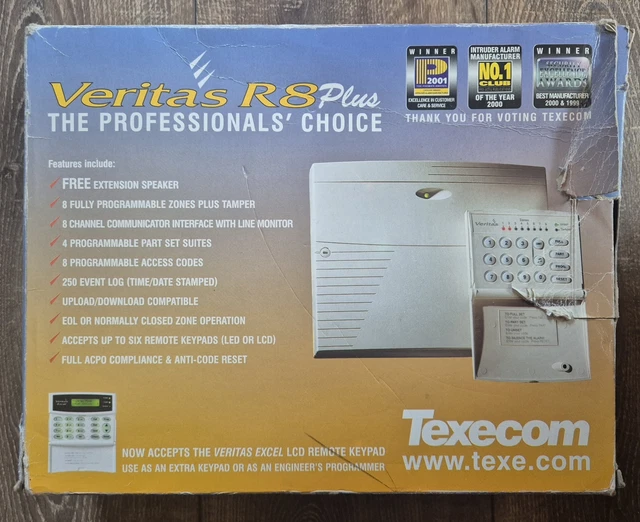 TEXECOM VERITAS R8+ Intruder / Burglar Alarm Control Panel & LED Remote ...