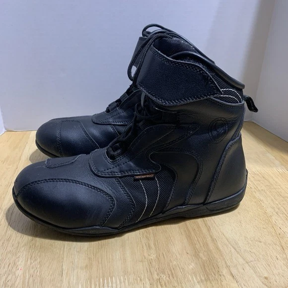 VULCAN TROOP SPORT Leather Motorcycle Boots V310 US Mens 9.5 Black £61. ...
