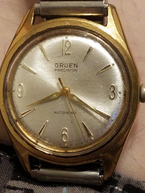 OLD VINTAGE MEN'S Swiss Gruen Precision Autowind Wristwatch Watch EUR 26,84 - PicClick FR