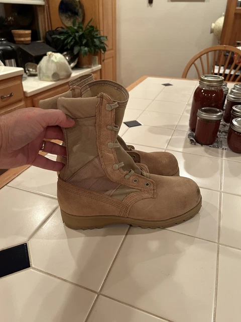 DESERT TAN LEATHER Military Combat Boots Mens 6.5 Wide Hot Weather Army ...