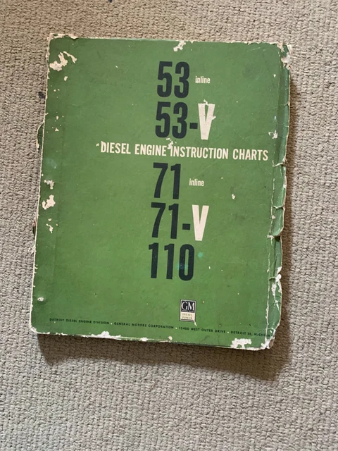 GM DETROIT DIESEL Engine Instruction Charts Manual 75 pages 53 53V 71 ...
