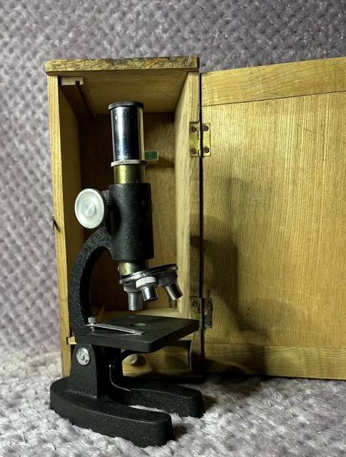 VINTAGE 100-300X MAX Microscope Original Wood Box And Set Of Tools £52. ...
