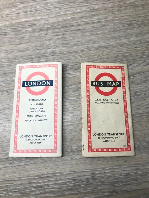 TWO VINTAGE LONDON transport maps. London and Bus / Trolleybuses Map £0 ...