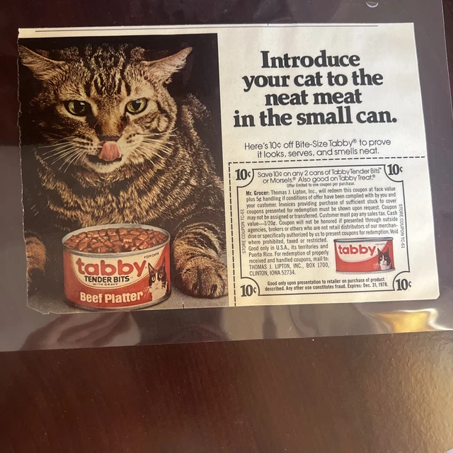 CAT ADVERTISEMENTS FROM Magazine 1978-LAMINATED Tabby &Tender Vittles ...